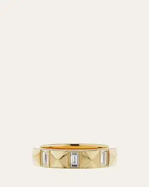 Harwell Godfrey Harwell Godfrey 18K Yellow Gold Diamond Pyramid Baguette Band Wht Dia