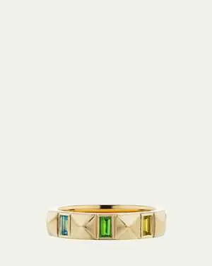 Harwell Godfrey 18k Yellow Gold Pyramid Baguette Band - Rainbow