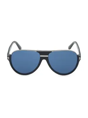 TOM FORD 59mm Dimitry Pilot Sunglasses - Shiny Grey Blue