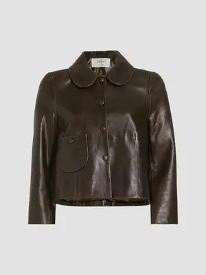 Ba&sh Milos Pleated Leather Jacket - Marron