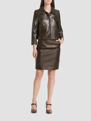 Ba&sh Milos Pleated Leather Jacket