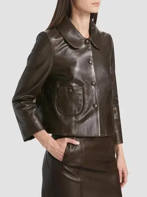 Ba&sh Milos Pleated Leather Jacket
