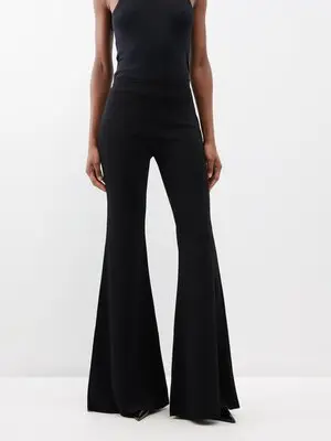 Balmain Balmain - High-rise Jersey Flared-leg Trousers - Womens - Black - Black