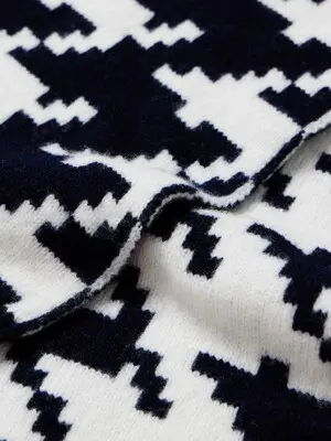 Mr P. Houndstooth Jacquard-knit Wool Scarf