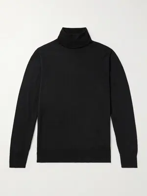Mr P. Slim-fit Merino Wool Rollneck Sweater - Black