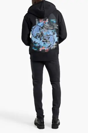 IRO PARIS Printed Cotton-fleece Zip-up Hoodie
