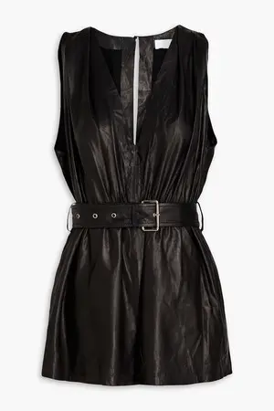 IRO PARIS Garissa Leather Playsuit - Black