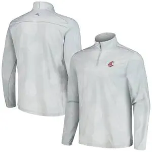 Tommy Bahama Washington State Cougars Delray Frond Islandzone Half-zip Jacket - Gray