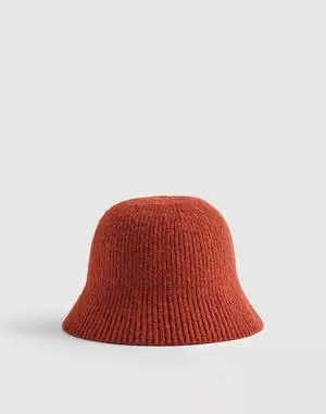 Madewell Fuzzy-knit Bucket Hat - Deep Redwood