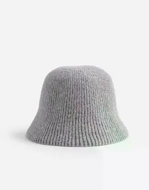 Madewell Fuzzy-Knit Bucket Hat Light Graphite
