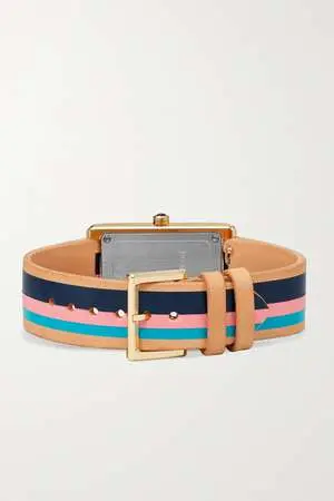 LACALIFORNIENNE Plated Watch With Hand-painted Leather Strap - Gold