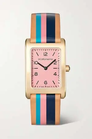 LACALIFORNIENNE Plated Watch With Hand-painted Leather Strap - Gold