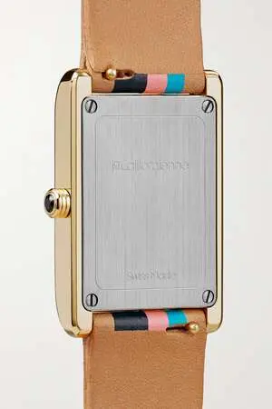 LACALIFORNIENNE Plated Watch With Hand-painted Leather Strap - Gold