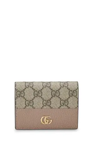 Gucci Gg Supreme Canvas Marmont Card Case - Beige