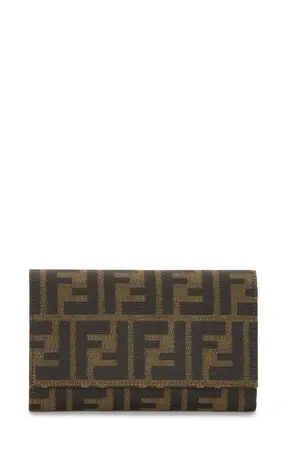 Fendi Zucca Canvas Compact Wallet - Brown