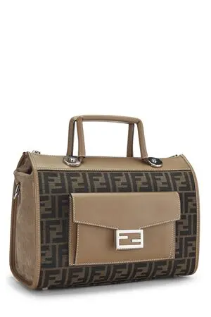 Fendi Brown Zucca Leather Soft Trunk Handle Bag