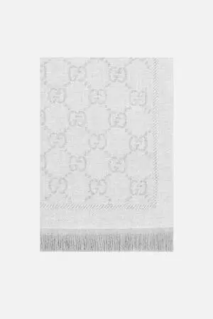 Gucci Gg Wool Scarf Light Grey