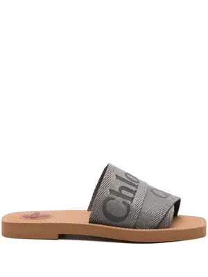 Chloé Woody Flat Sandals Grey