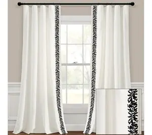 LUSH DECOR Luxury Modern Flower Window Curtain 2x84 - One-color