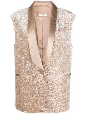 Peserico Sequin-embellished Sleeveless Blazer - Neutrals