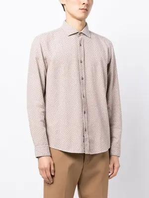 BOSS Micro-dot Cotton Shirt - Brown