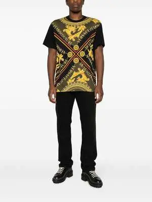 Versace V-emblem Chain-print Cotton T-shirt