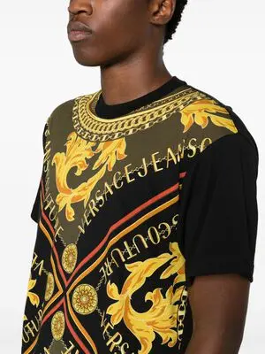 Versace V-emblem Chain-print Cotton T-shirt