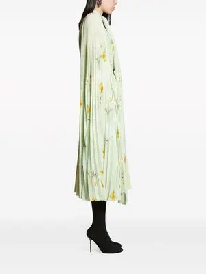 Balenciaga Floral-print Pleated Blouse - Green