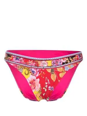 Camilla Floral-print Bikini Bottoms - Pink