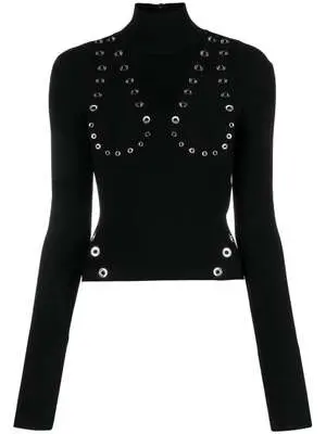 Off-White Eyelet-embellished Knitted Top