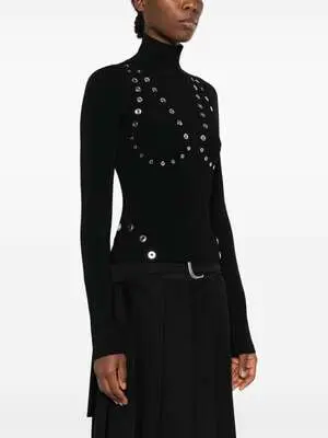 Off-White Eyelet-embellished Knitted Top
