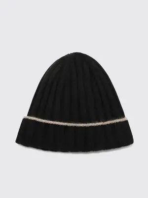 Brunello Cucinelli Ribbed Knit Beanie - Black