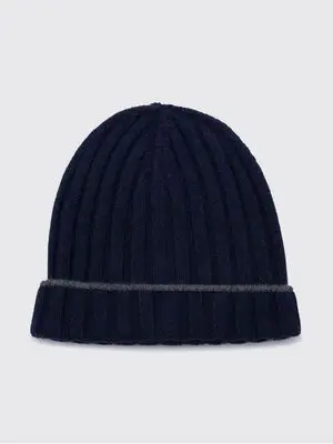 Brunello Cucinelli Ribbed Knit Beanie - Navy