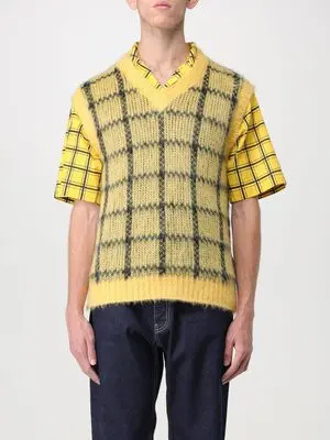Marni Mohair Blend Check Pattern Vest - Yellow