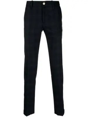 Jacob Cohen Plaid Wool-blend Tapered Trousers - Blue