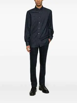 Jacob Cohen Plaid Wool-blend Tapered Trousers - Blue