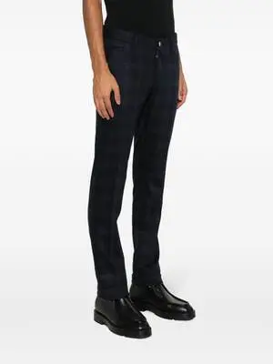 Jacob Cohen Plaid Wool-blend Tapered Trousers - Blue