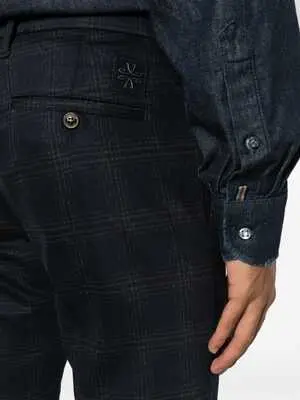 Jacob Cohen Plaid Wool-blend Tapered Trousers - Blue