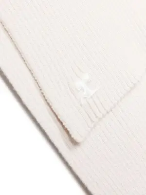 COURREGES Logo-patch Ribbed-knit Scarf - Neutrals