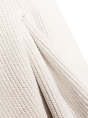 COURREGES Logo-patch Ribbed-knit Scarf - Neutrals