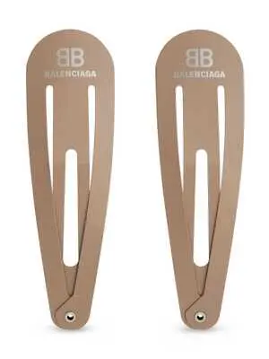 Balenciaga Bb Xxl Logo-Print Hair Clips In Grey - 30% Off  display picture 1