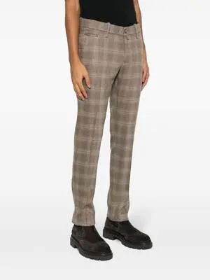 JACOB COHЁN Plaid-check Wool-blend Trousers - Brown