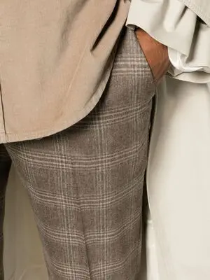JACOB COHЁN Plaid-check Wool-blend Trousers - Brown