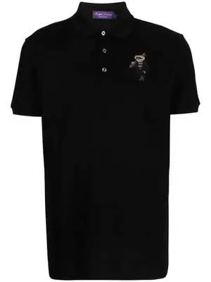 Ralph Lauren Purple Label Polo Bear-embroidered Polo Shirt - Black