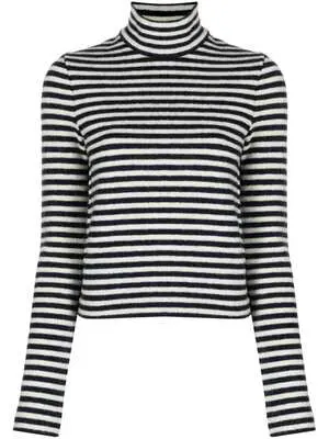 JIL SANDER Logo-patch Striped Wool Sweater - Blue