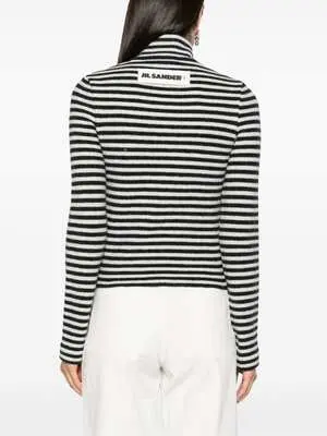 JIL SANDER Logo-patch Striped Wool Sweater - Blue