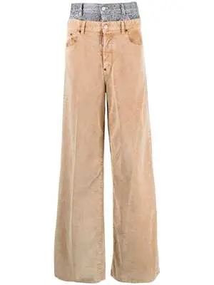 Dsquared2 Crystal-embellished Double-layer Wide Leg Trousers