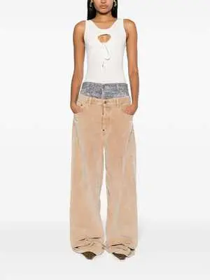 Dsquared2 Crystal-embellished Double-layer Wide Leg Trousers