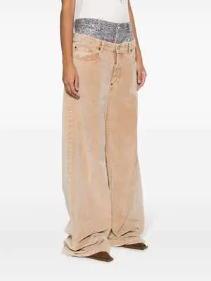 Dsquared2 Crystal-embellished Double-layer Wide Leg Trousers