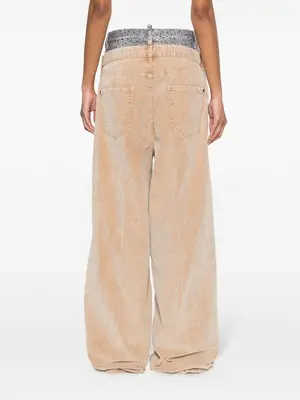 Dsquared2 Crystal-embellished Double-layer Wide Leg Trousers